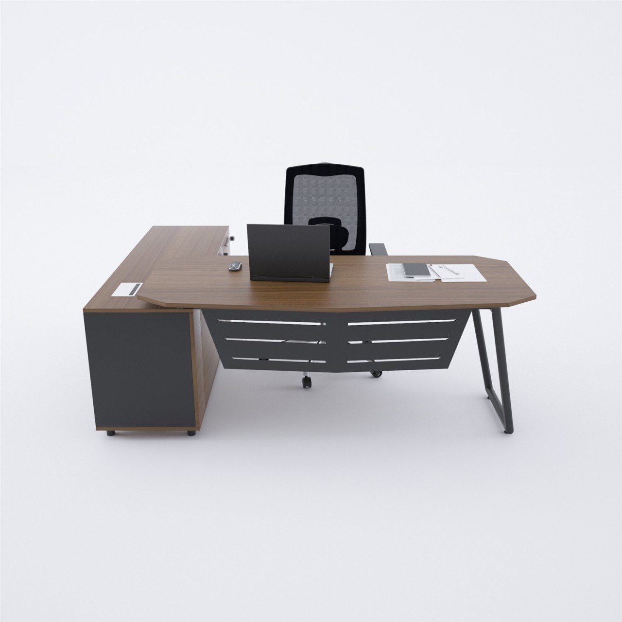 N-Form Alt Etajerli Çalışma Masası